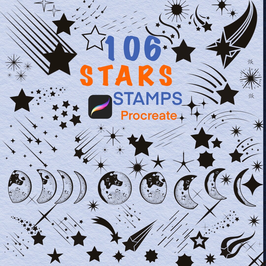 Star Stamp Procreate , Star Stamps and Brushes, Star Procreate, Sparkle ...