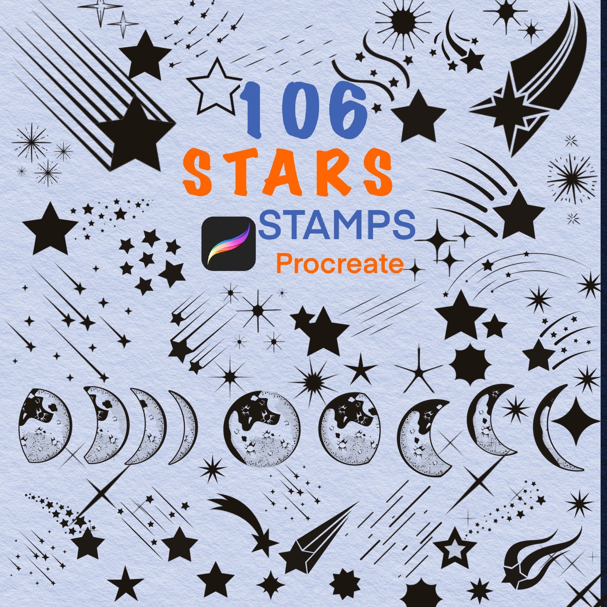 Star Stamp Procreate , Star Stamps and Brushes, Star Procreate, Sparkle ...