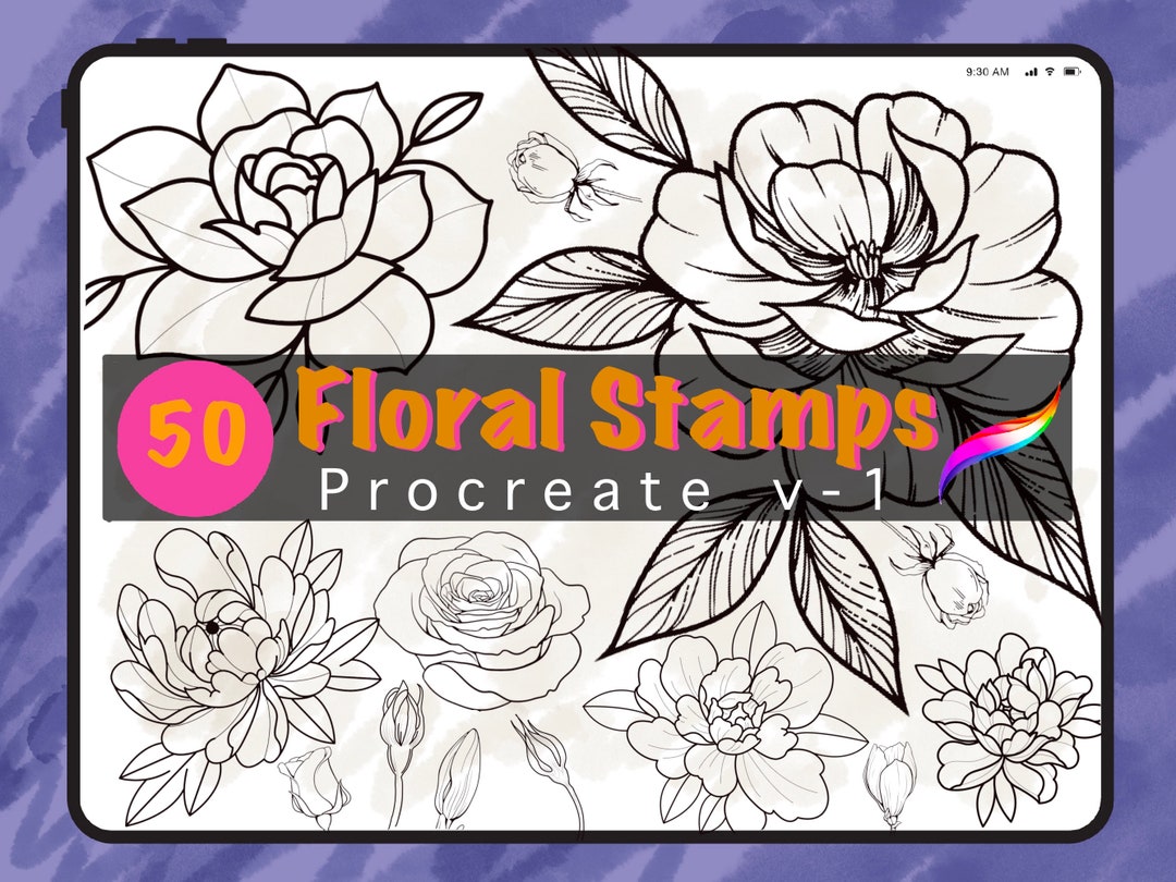Procreate Floral Stamps: Roses, Daisy, Peony Tattoo Brushes - Etsy