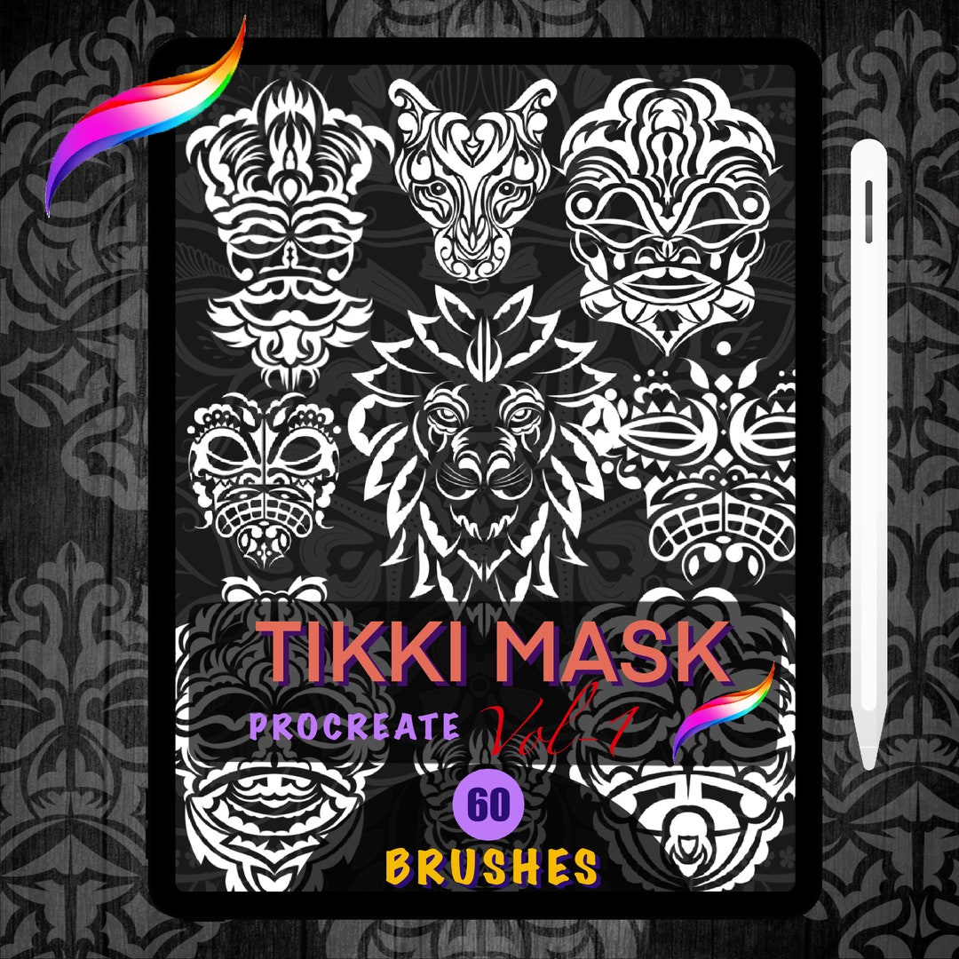Tiki & Oni Mask Procreate Brushes: Tattoo Stamps (digital Brushes) - Etsy