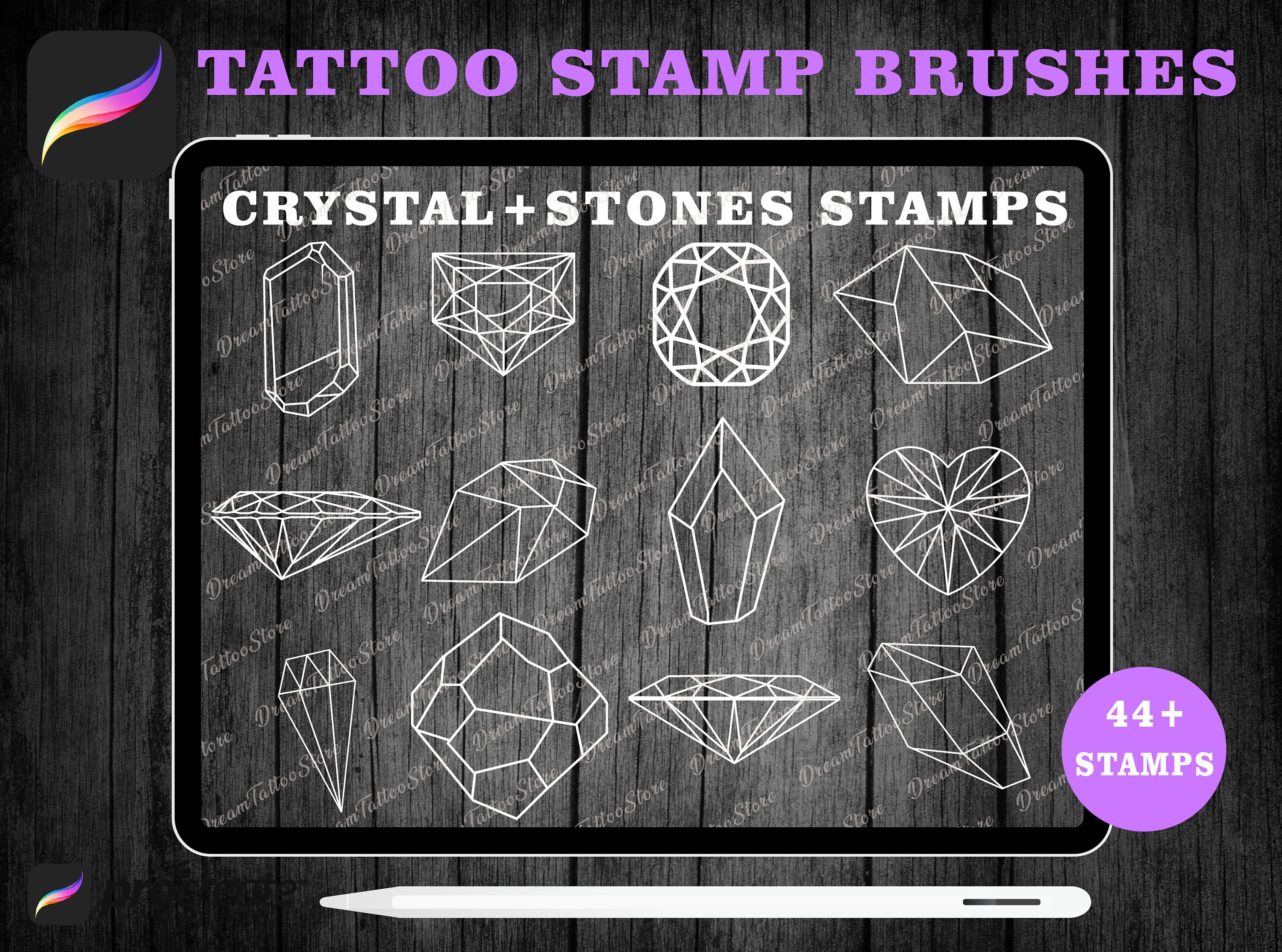 44 Crystal Stamps,procreate Brushes Stamps, Gemstone, iPad Brushes ...