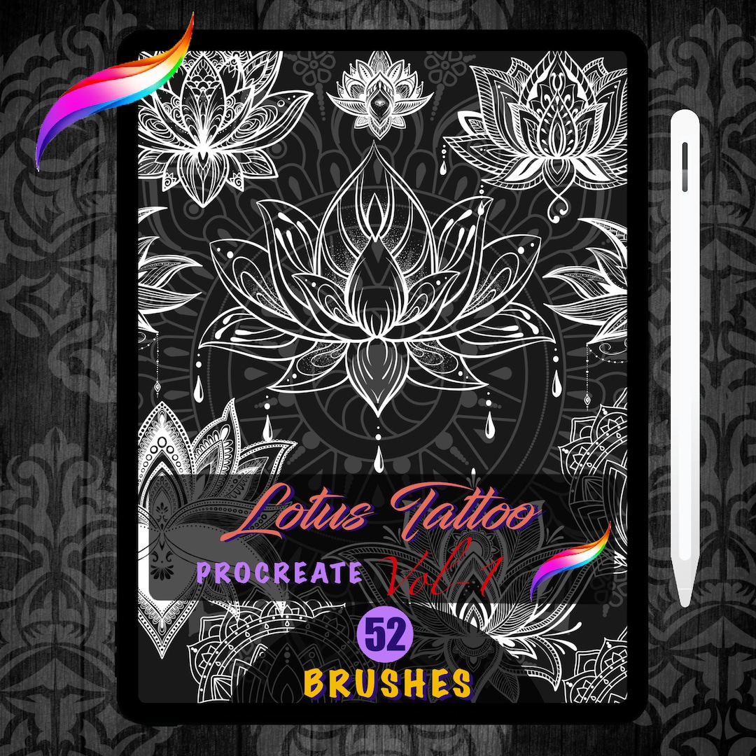 Lotus Mandala Tattoo Procreate Brushes: Henna Stamp Set (52 Stamps) - Etsy