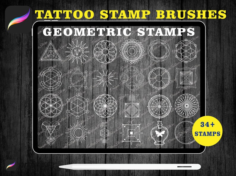 Sacred Geometry Stamps: Procreate Brushes, Geometric Shapes (34 Stamps ...
