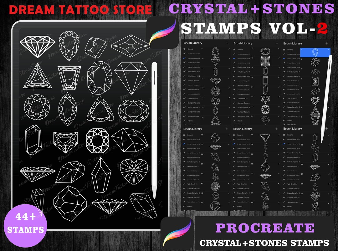 44 Crystal Stamps,procreate Brushes Stamps, Gemstone, iPad Brushes ...