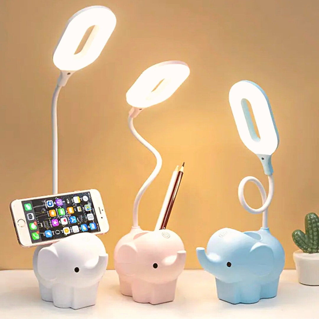 Kawaii Elephant Pen Holder Desk Lamp Creative Pencil Pot - Etsy