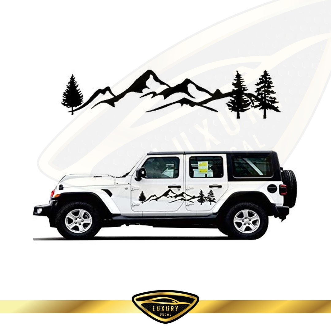Includes Both Side Car Decals Sticker 2 Pack Mountain Forest Graphic ...