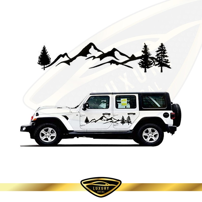 Includes Both Side Car Decals Sticker 2 Pack Mountain Forest Graphic ...