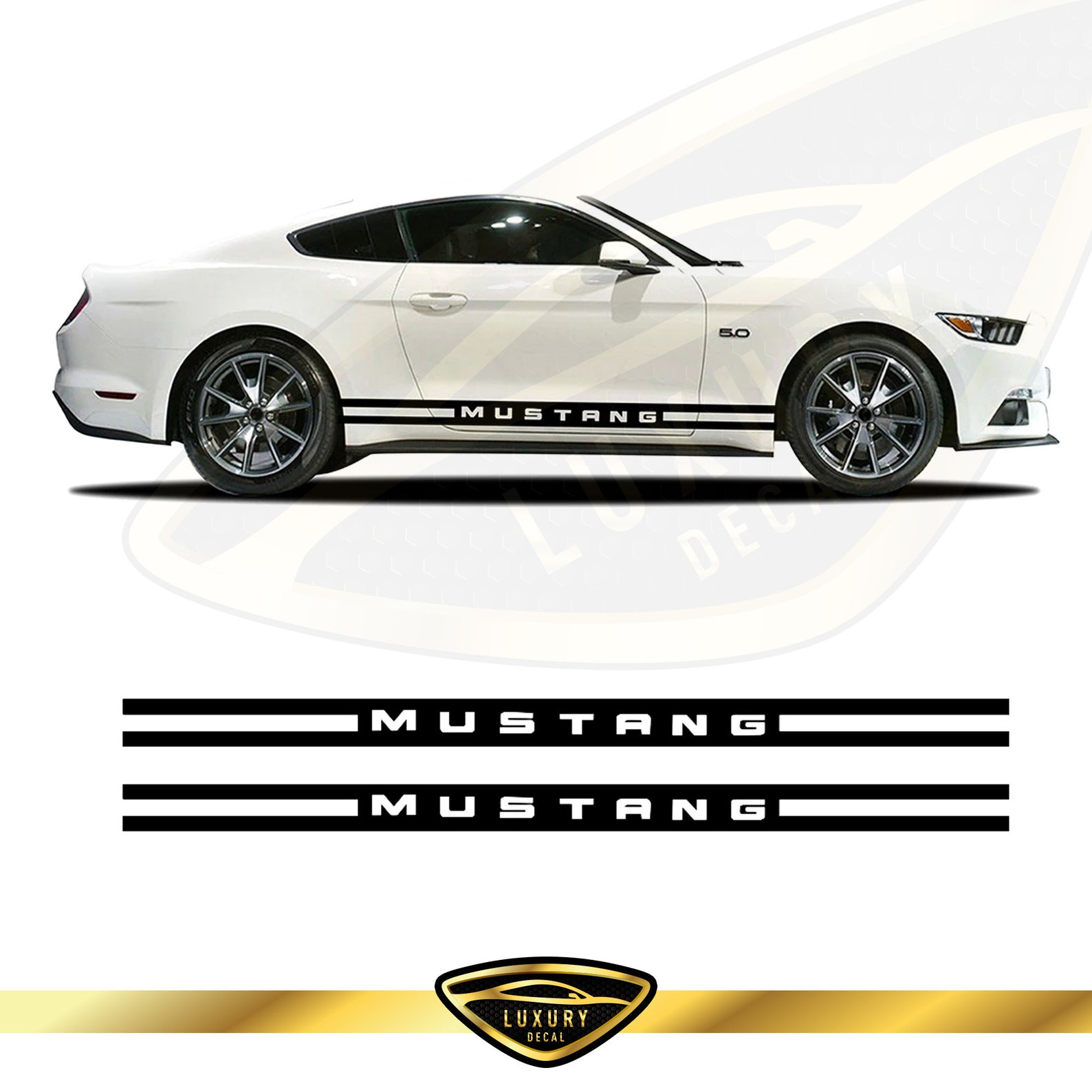 Mustang Side Stripe Graphics Vinyl Decals Compatible With Ford Mustang ...