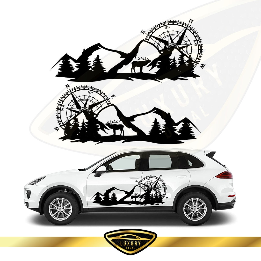 Compass Mountain Big Car Decals, Vinyl Stickers for Car Side Body Door ...