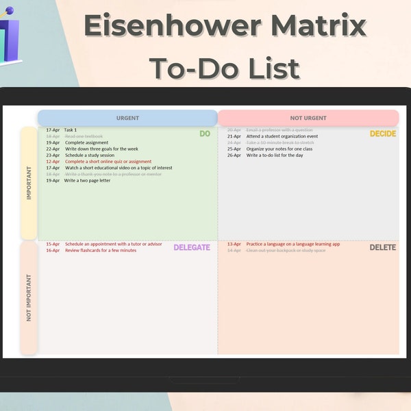 Excel Eisenhower Template - Etsy