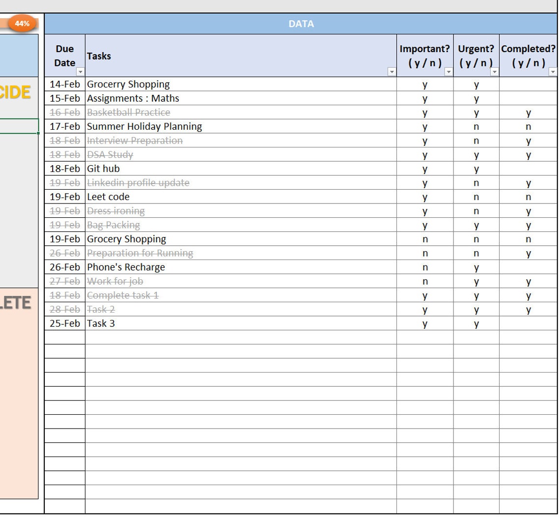 Eisenhower Matrix Template Excel Task Priority Matrix Productivity ...