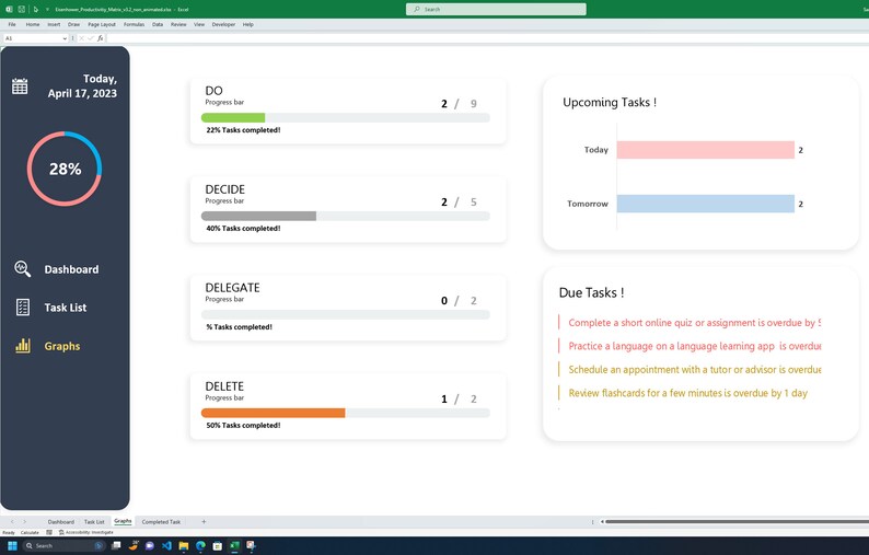 Eisenhower Matrix Template Excel Task Priority Matrix Productivity ...