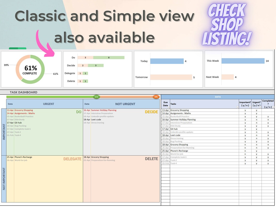 Eisenhower Matrix Template Excel Task Priority Matrix Productivity ...
