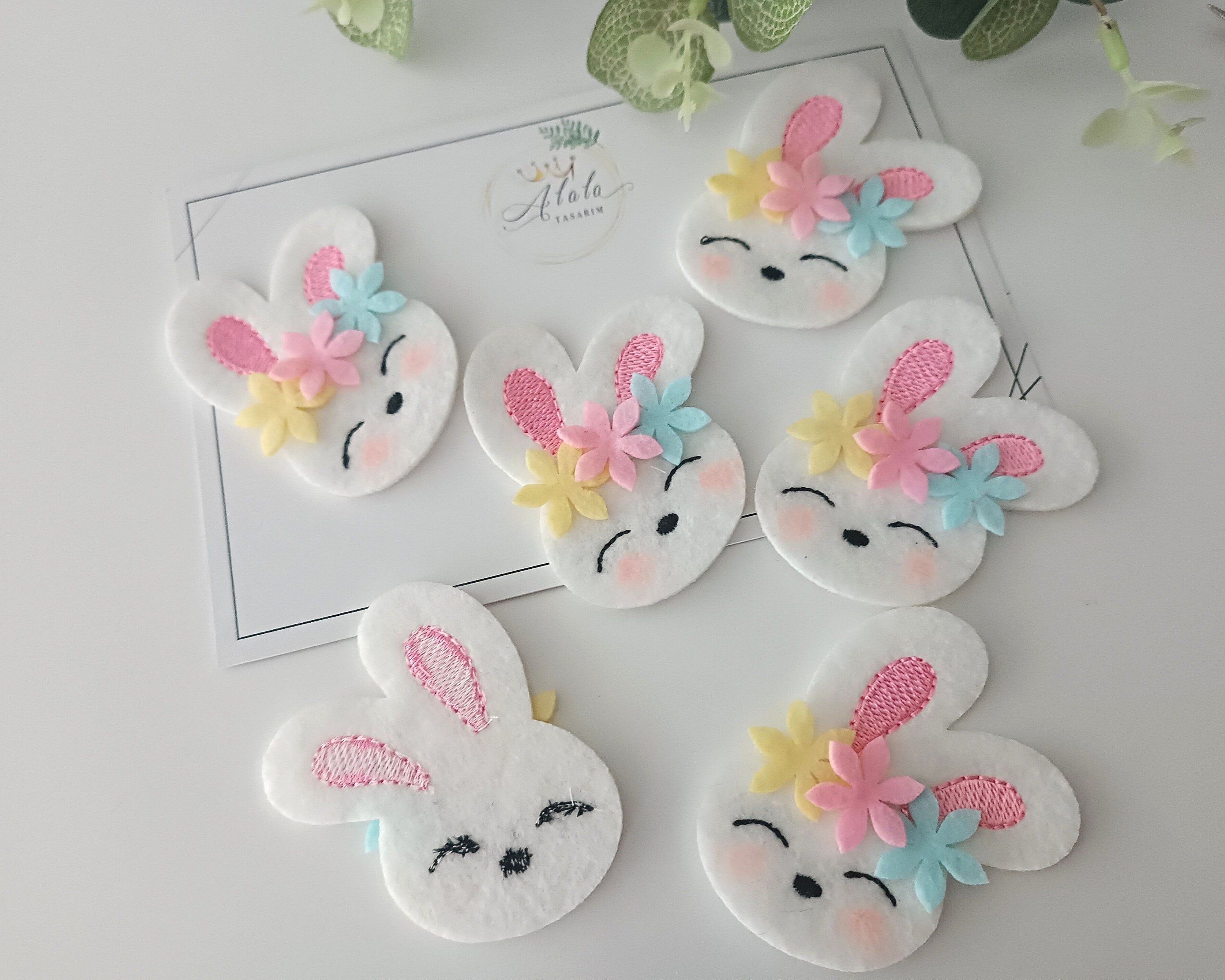 Felt Bunny Accessories,machine Embroidered Appliques,felt Bow ...