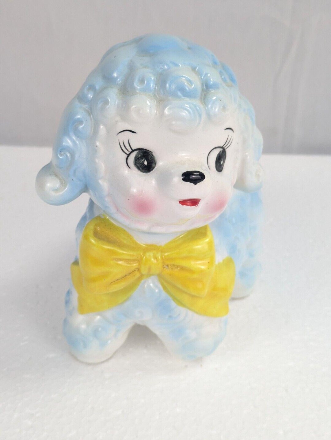 Vintage Relpo Ceramic Lamb Planter Blue Curly Yellow Bow Japan ...