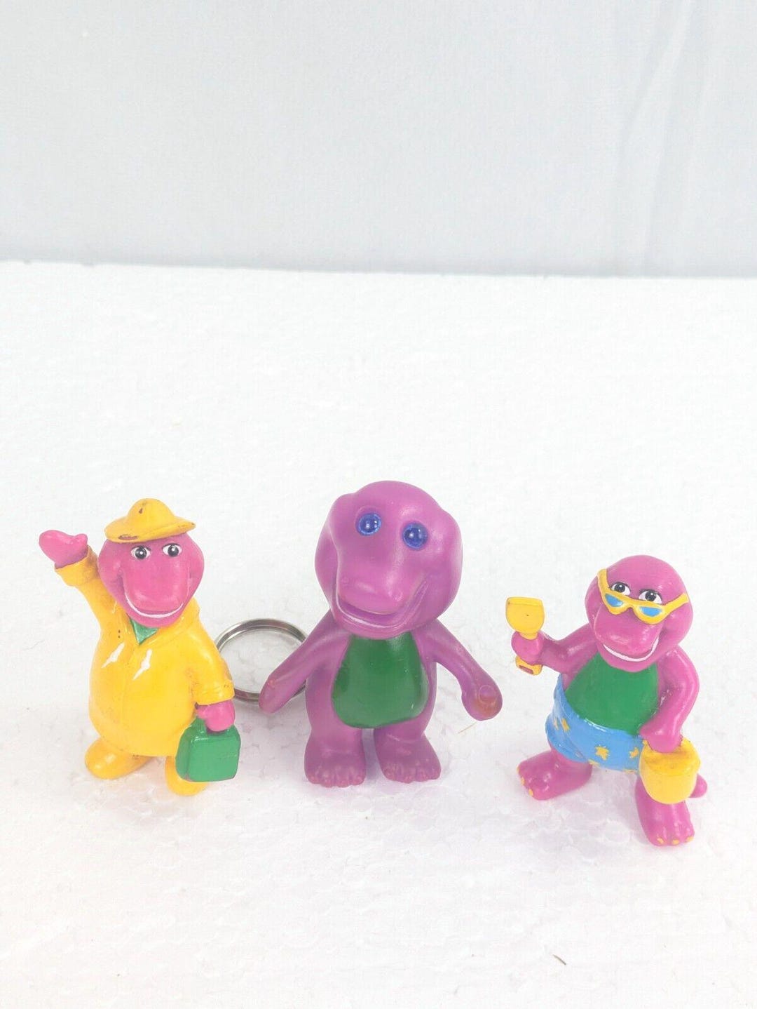 Barney and Friends 1993 Beach Barney & Rain Suit Barney PVC Toy Figure ...