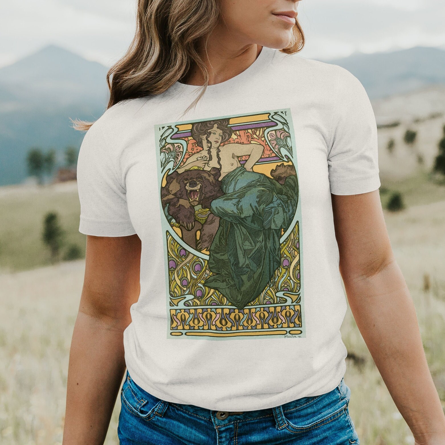Art Nouveau Alphonse Mucha Untitled 1902 Unisex Jersey Short Sleeve Tee ...