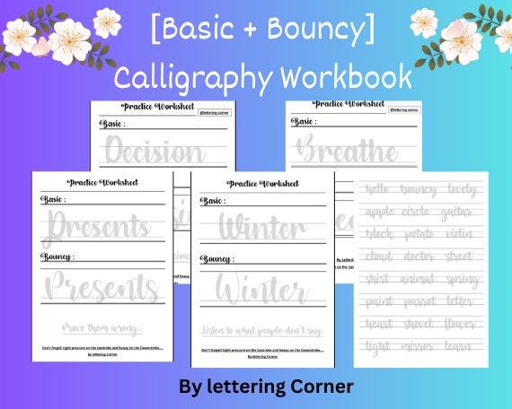 Calligraphy Workbook for Beginners Basic Bouncy - Etsy