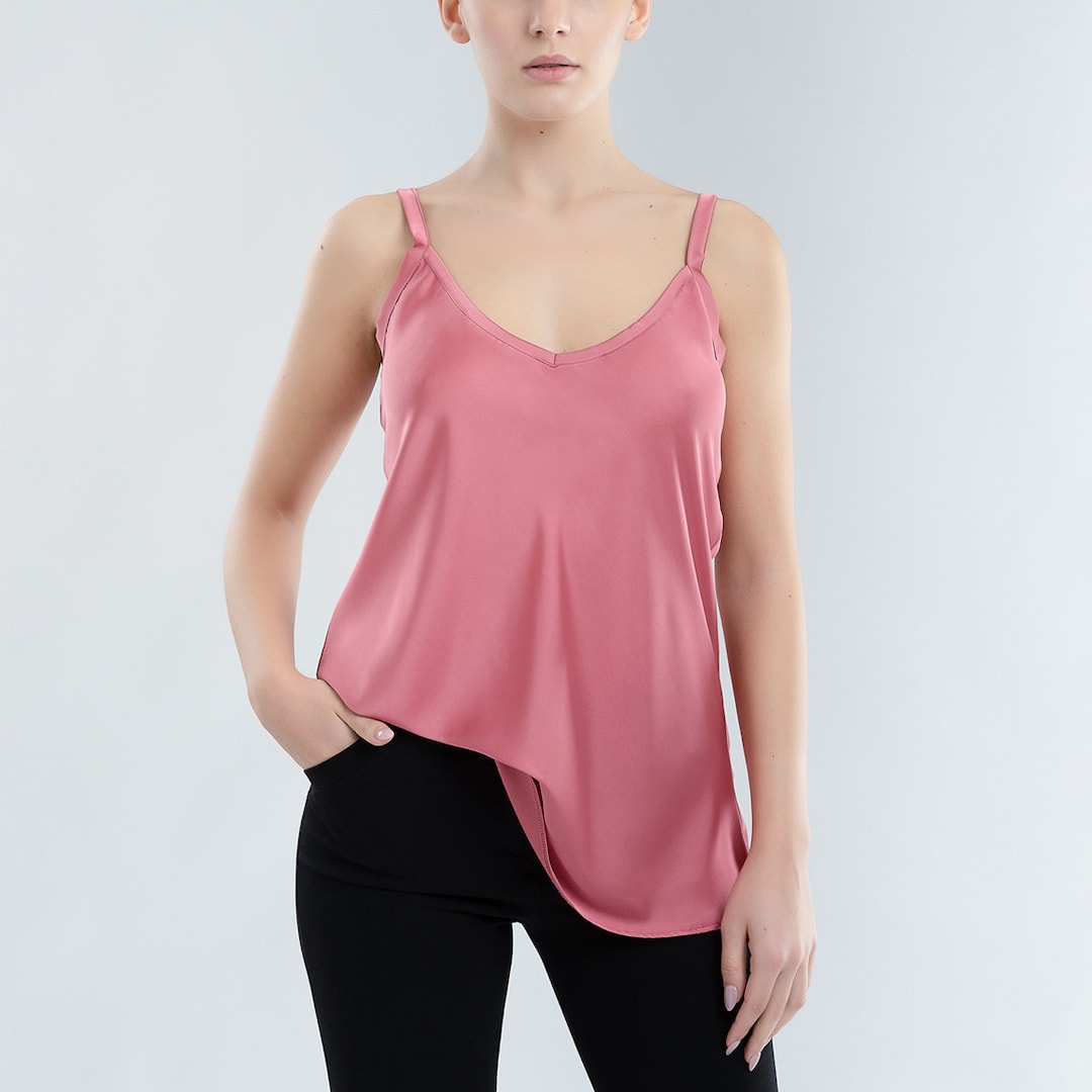 V-neck Satin Tank Top - Etsy
