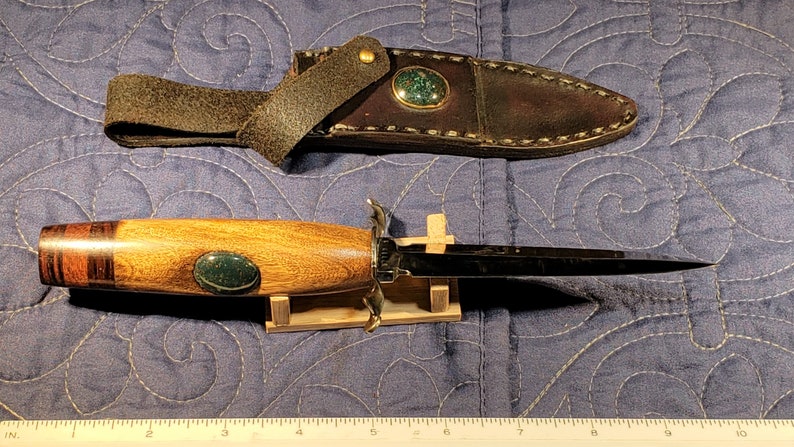4.75 Inch Double Edge Dagger and Custom Sheath With Gemstones: AEBL ...