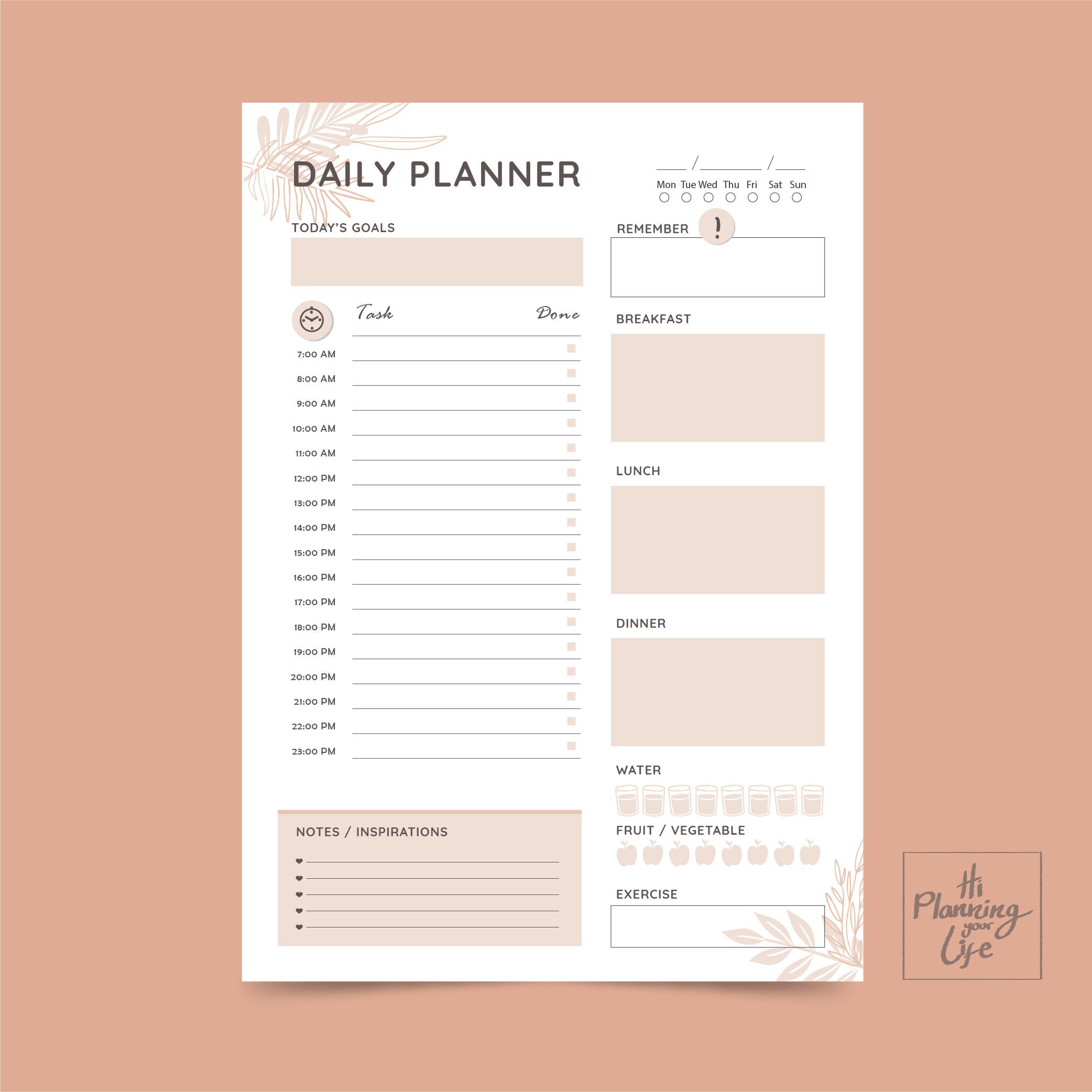 Daily Planner Printable Colorful Daily Printable Planner Template ...