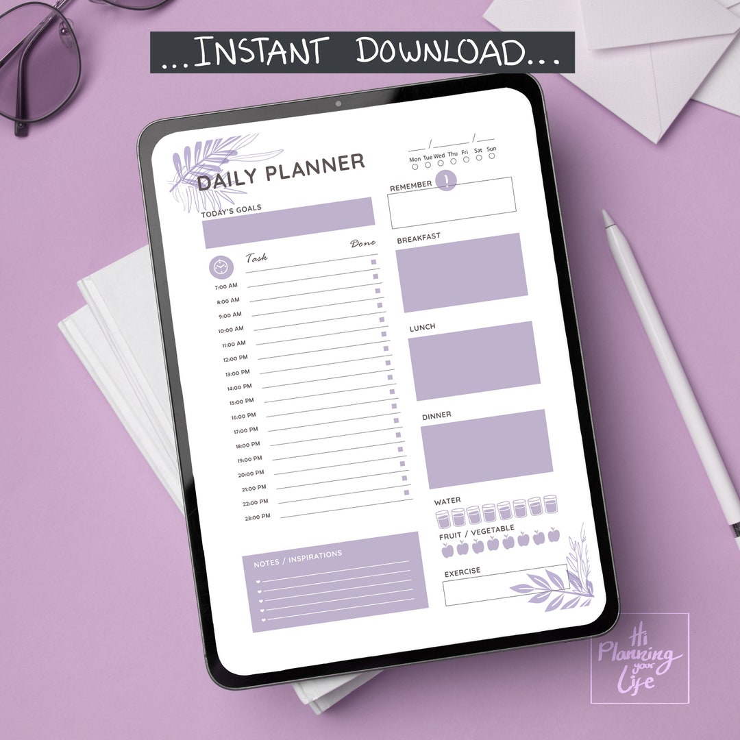 Daily Planner Printable Colorful | Daily Printable Planner Template ...
