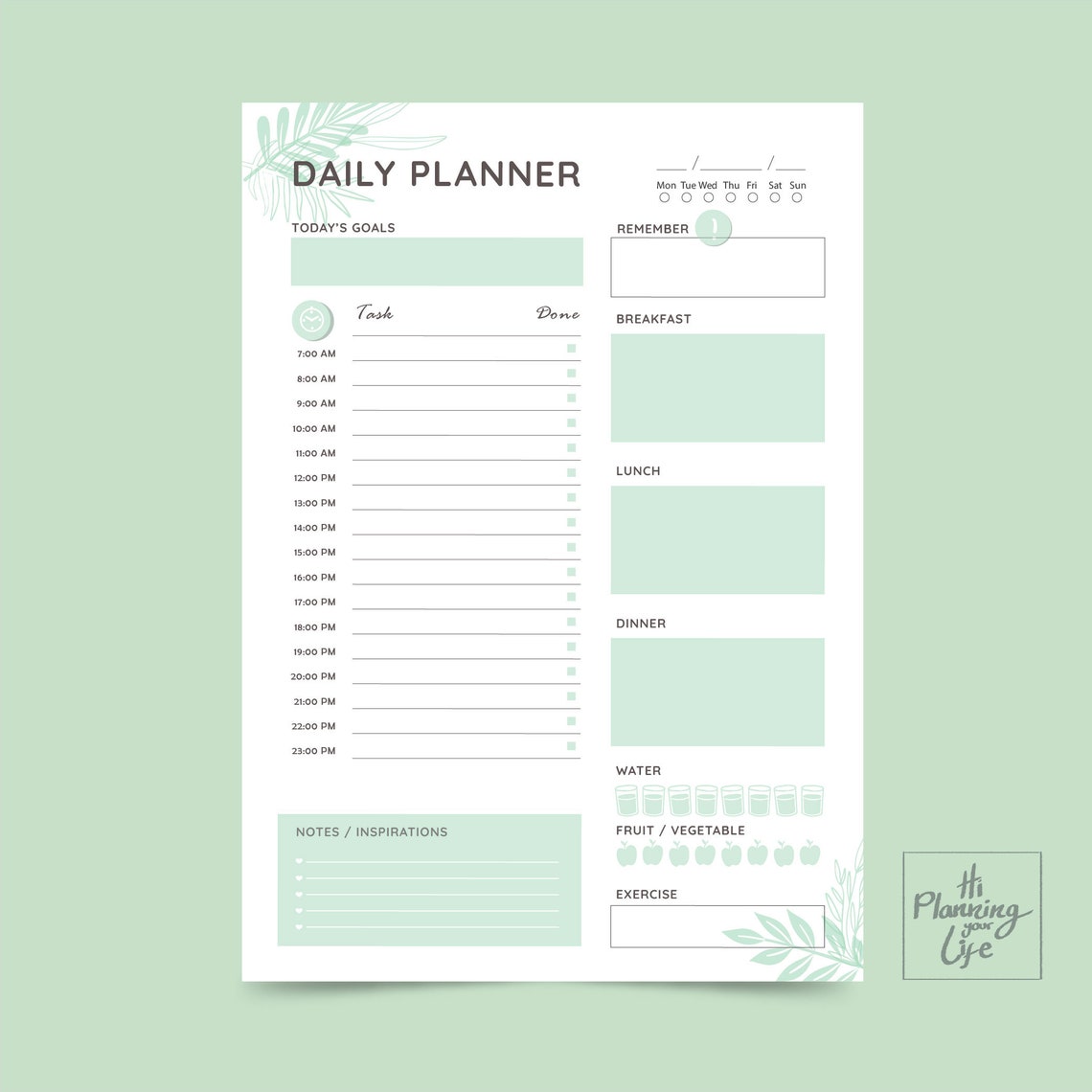 Daily Planner Printable Colorful Daily Printable Planner Template ...