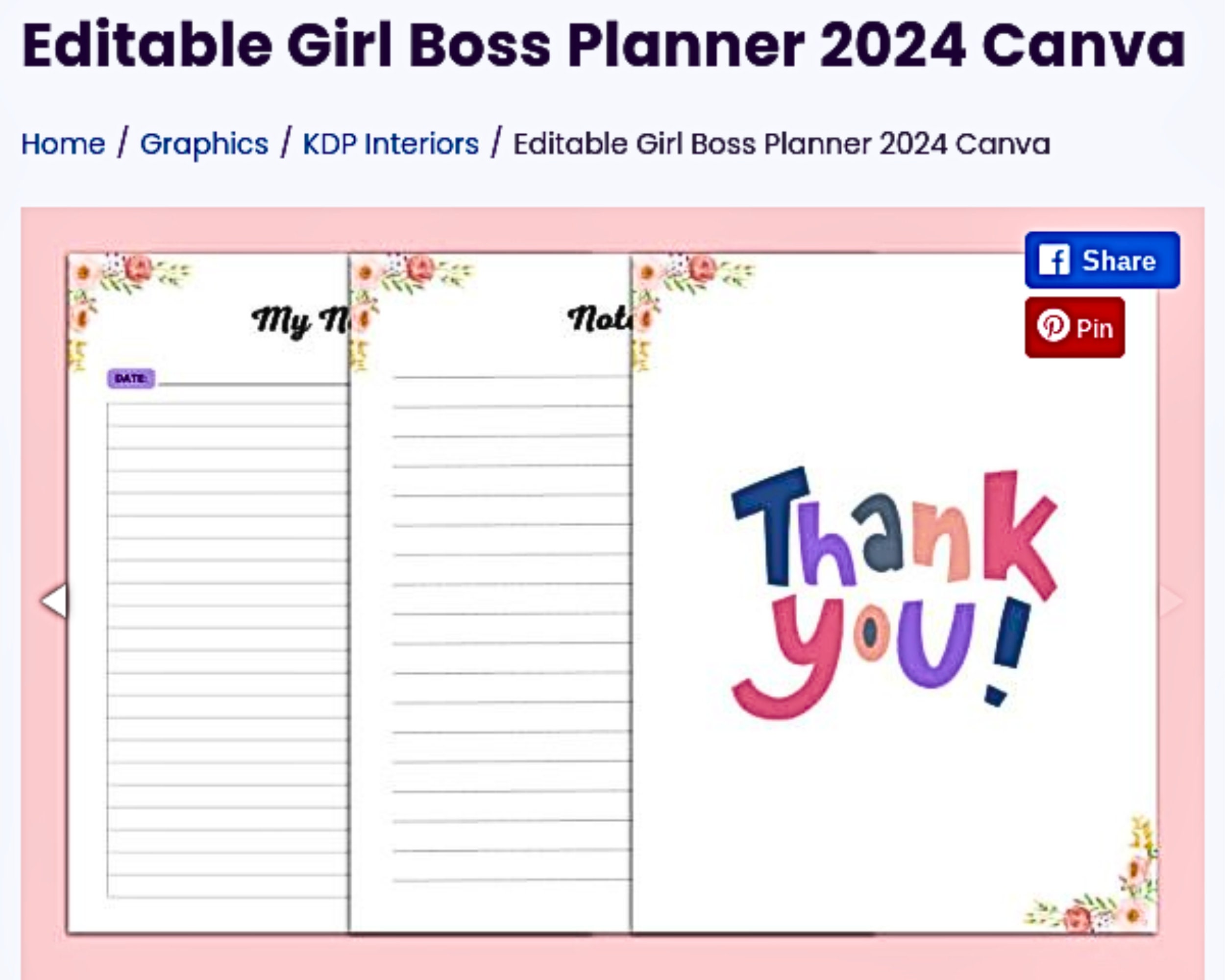 Editable Girl Boss 2024-planner Canva Kdp Digital Download-high Quality ...