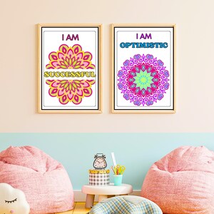Mindful Mandalas Positive Affirmations Coloring Pages & Wall Art Bundle ...