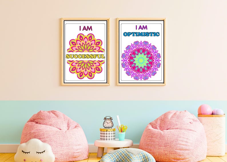 Mindful Mandalas Positive Affirmations Coloring Pages & Wall Art Bundle ...