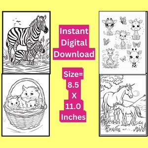 Cutest Animal Mothers & Babies-#2, Coloring Book-premium Digital ...