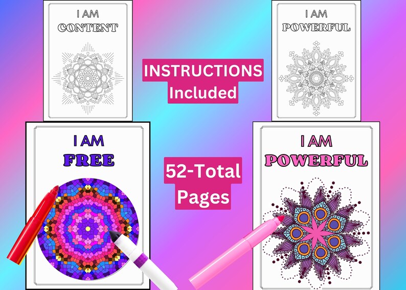 Mindful Mandalas Positive Affirmations Coloring Book-premium Digital ...