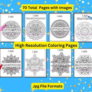Mindful Mandalas Positive Affirmations Coloring Pages & Wall Art Bundle ...
