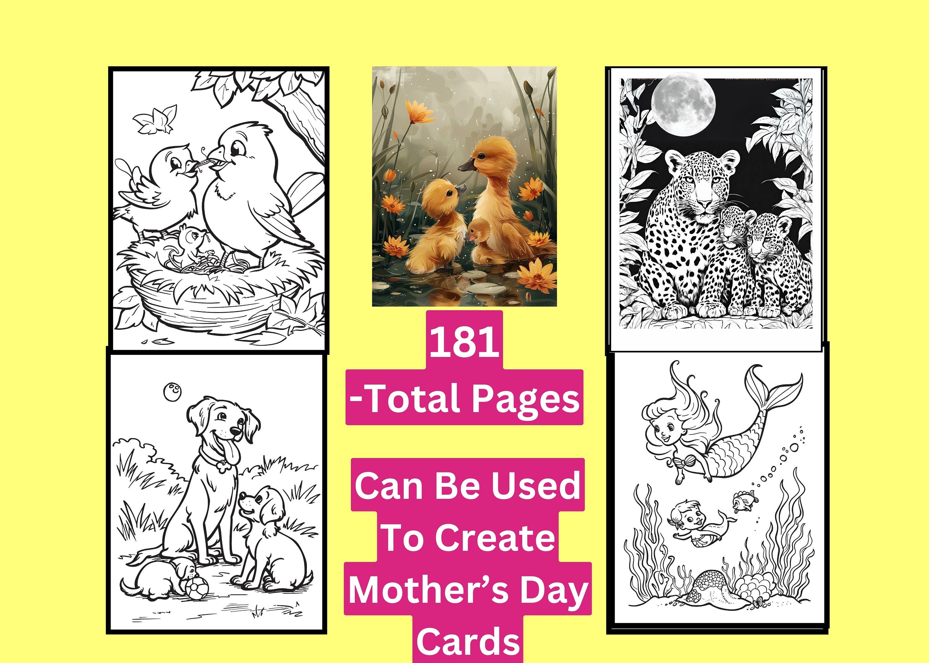 Cutest Animal Mothers & Babies2, Coloring Book-premium Digital ...
