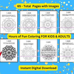 Mindful Mandalas Positive Affirmations Coloring Pages & Wall Art Bundle ...