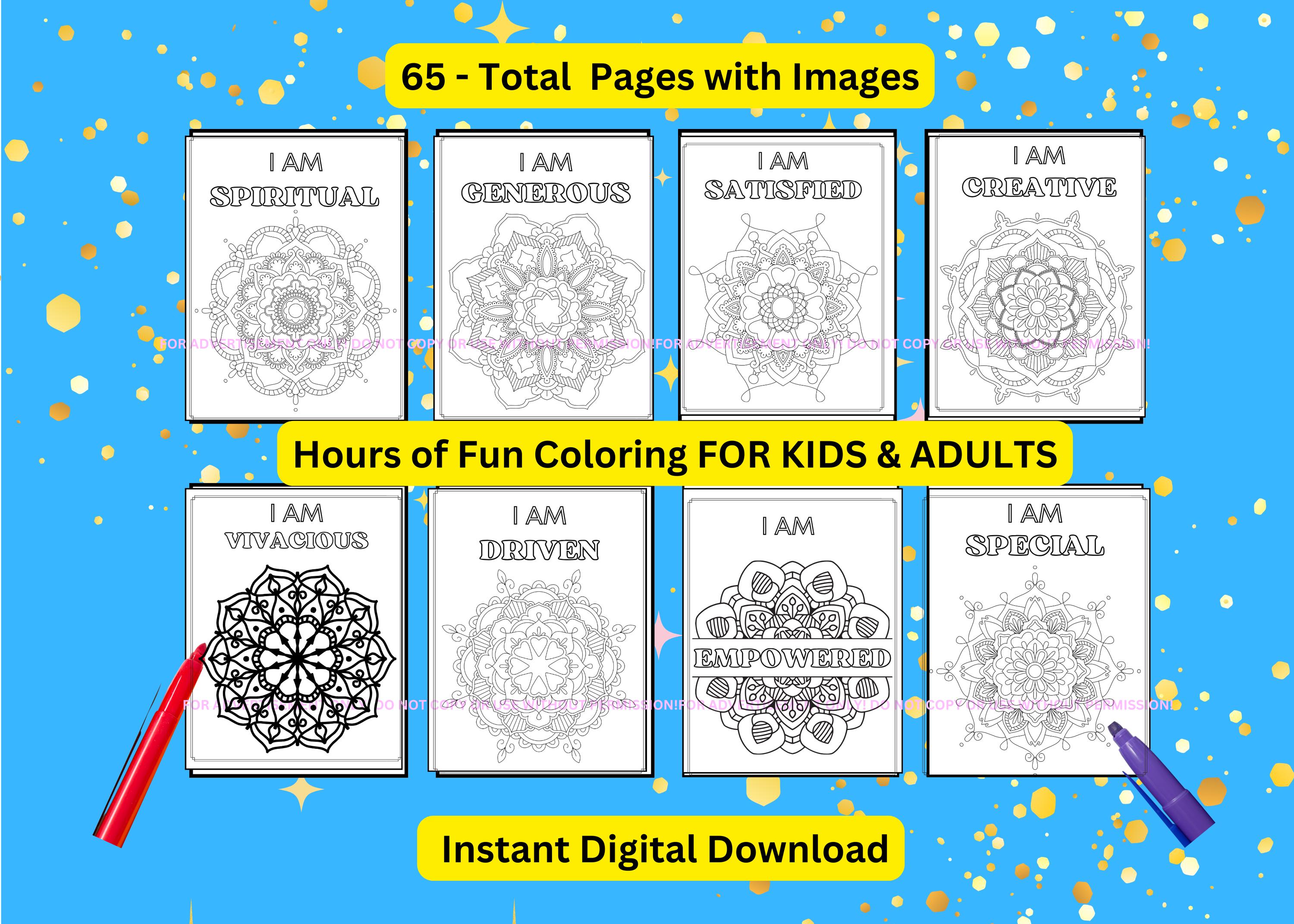 Mindful Mandalas Positive Affirmations Coloring Pages & Wall Art Bundle ...