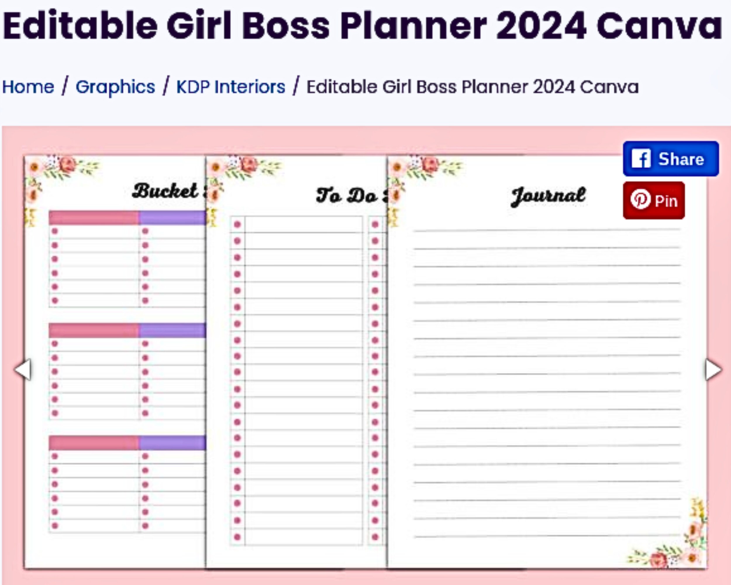 Editable Girl Boss 2024-planner Canva Kdp Digital Download-high Quality ...