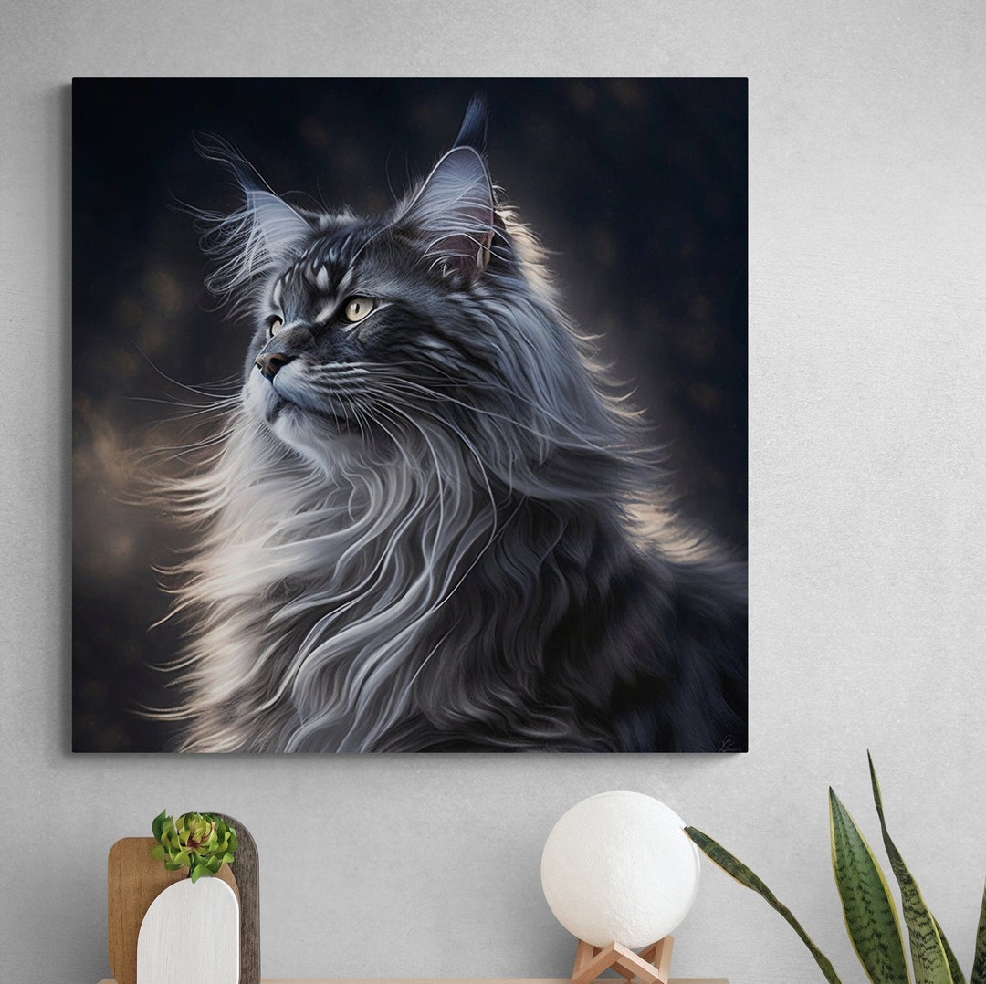 Maine Coon Cat Art Maine Coon Cat Lover Art for Maine Coon Cat Owner ...