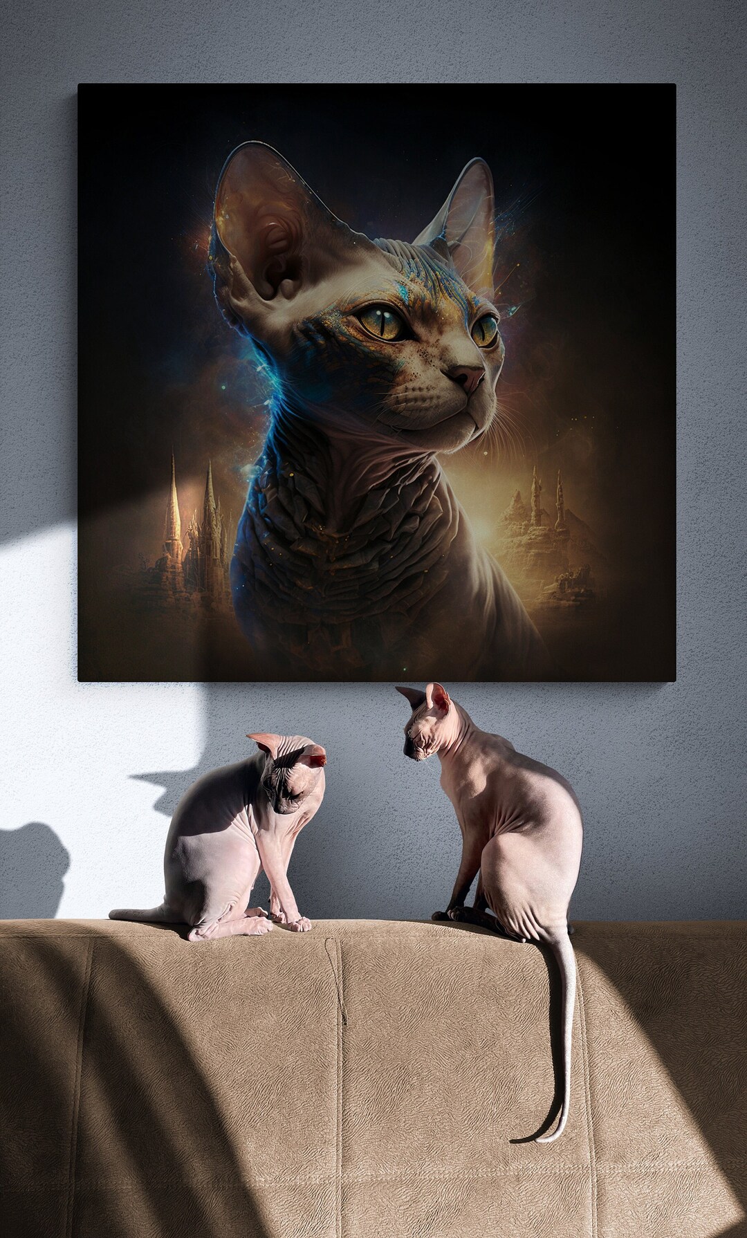 Sphynx Cat Art Sphynx Cat Lover Art for Sphynx Cat Owner Pet Art Wall ...