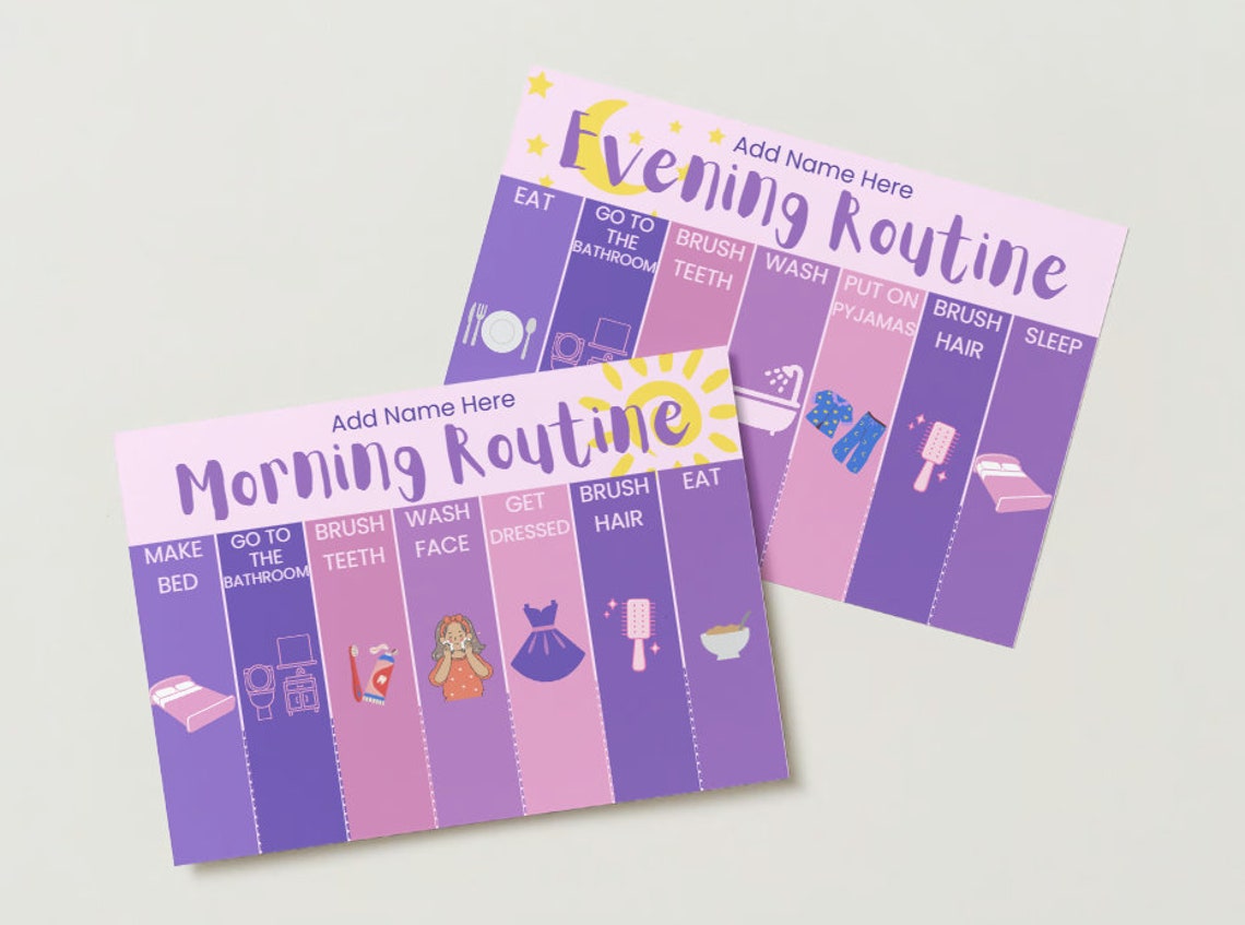 Childrens Daily Routine Chart Template - Etsy