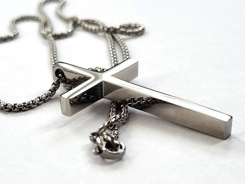 Solid Silver Color Cross Pendant Necklace - Best Gift / Large Cross ...