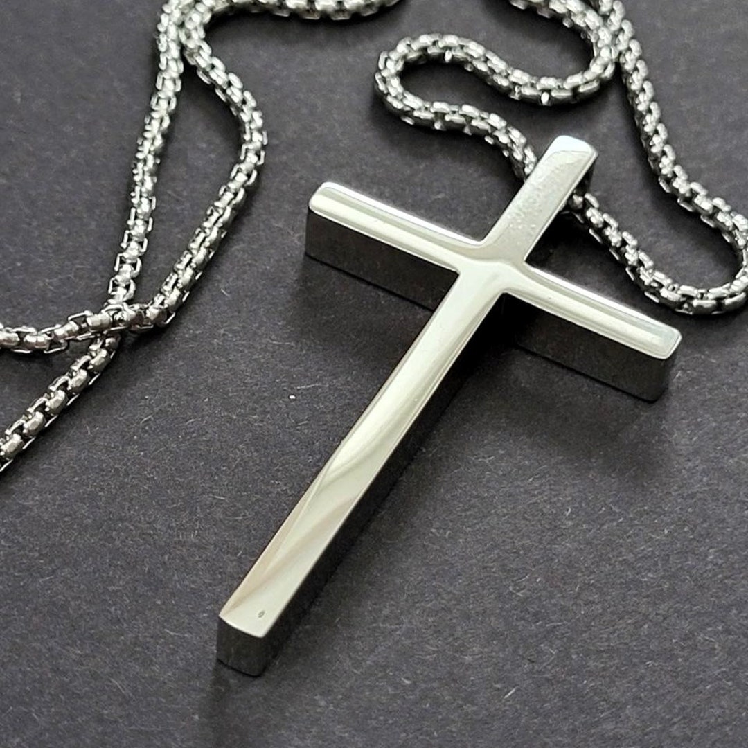 Mens Cross Necklace • Gift for Him • Large Cross Pendant Necklace ...