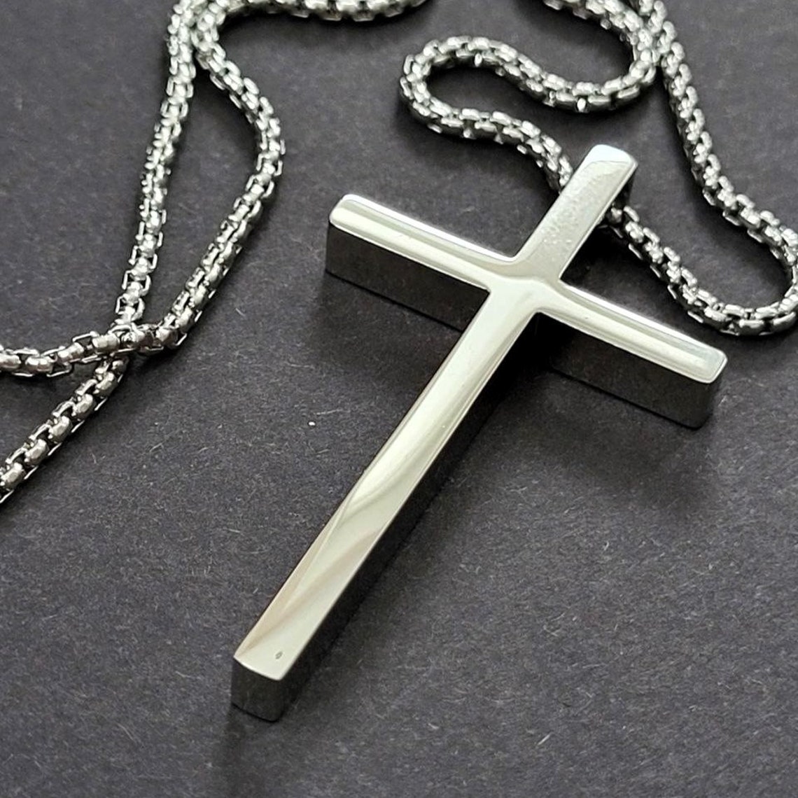 Solid Steel Cross Pendant Necklace Best Gift / Large Cross Necklace ...