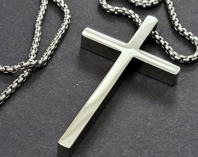 Extra Large Sterling Silver Cross Pendant, Large Cross Necklace, Big ...