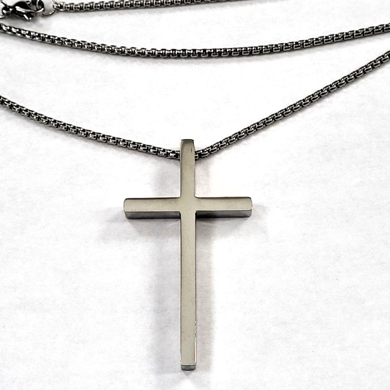 Solid Steel Cross Pendant Necklace Best Gift / Large Cross Necklace ...