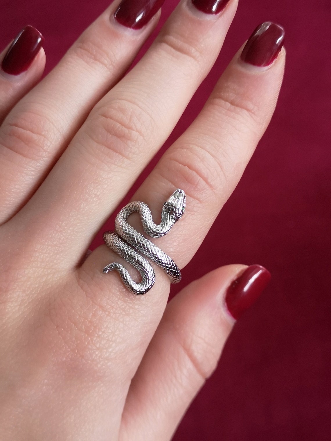 Adjustable Serpent Ring Gift for Her, Mother's Day Gift, Green Eyed ...