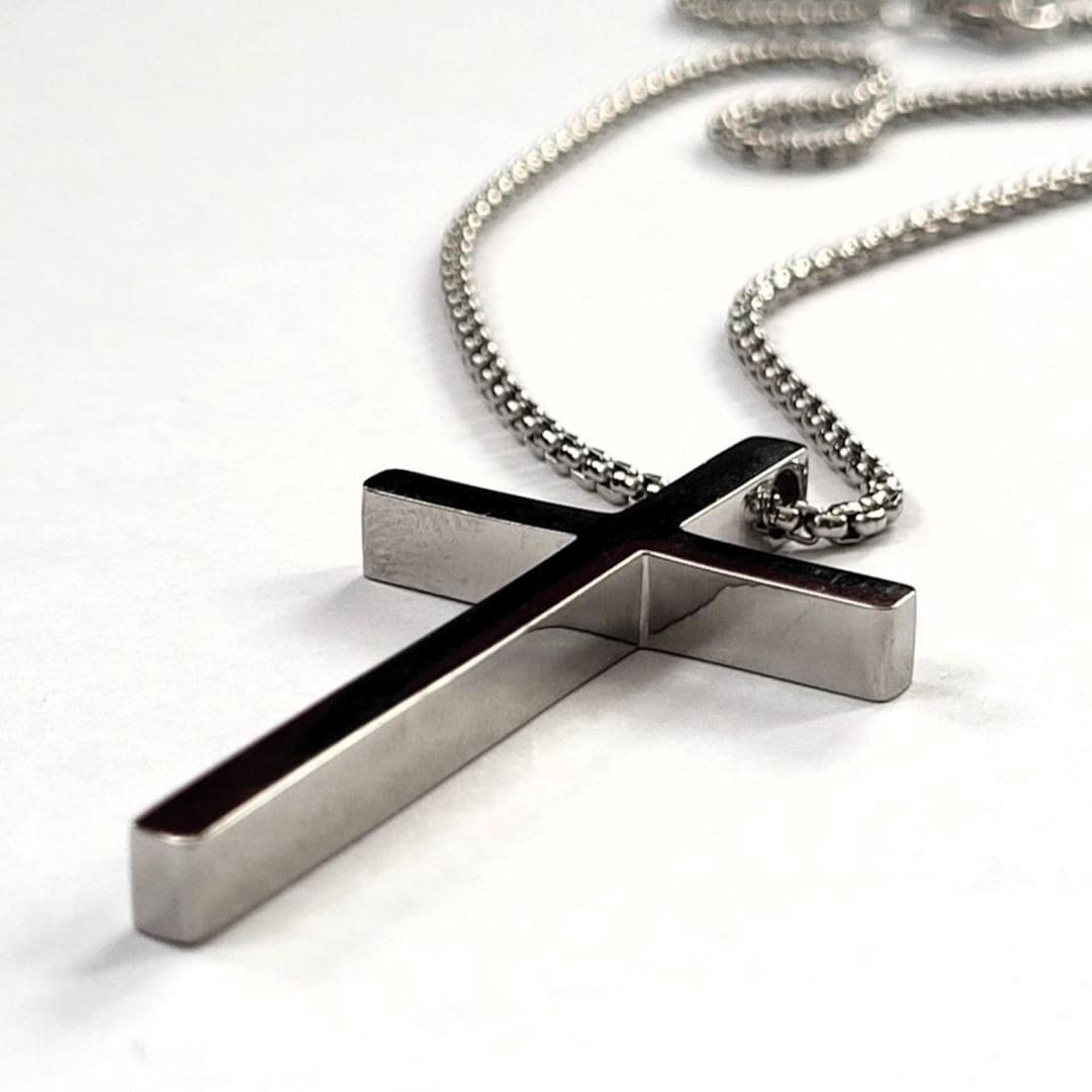 Solid Steel Cross Pendant Necklace Best Gift / Large Cross Necklace ...