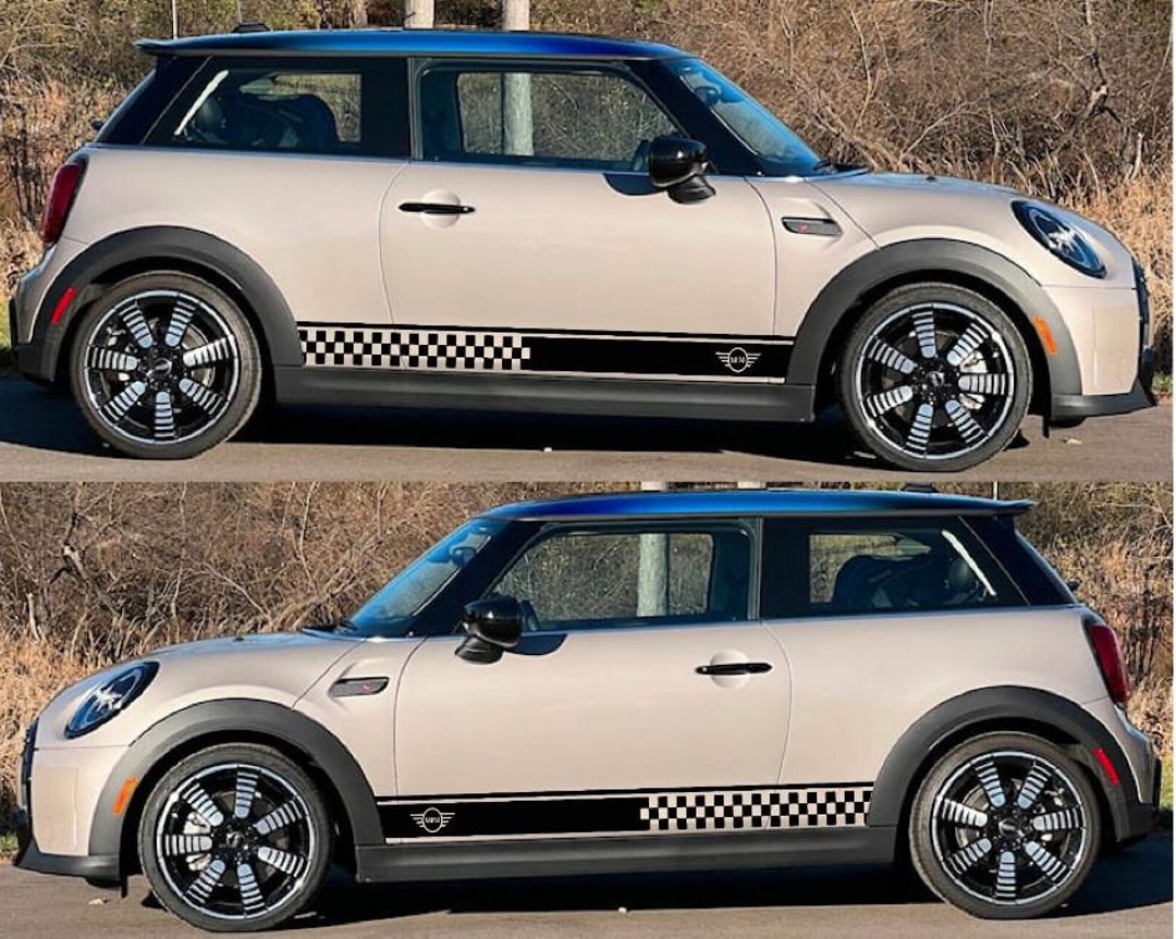 Fits Mini Cooper Side Stripes Vinyl Graphics Both Sides Decals Checked ...