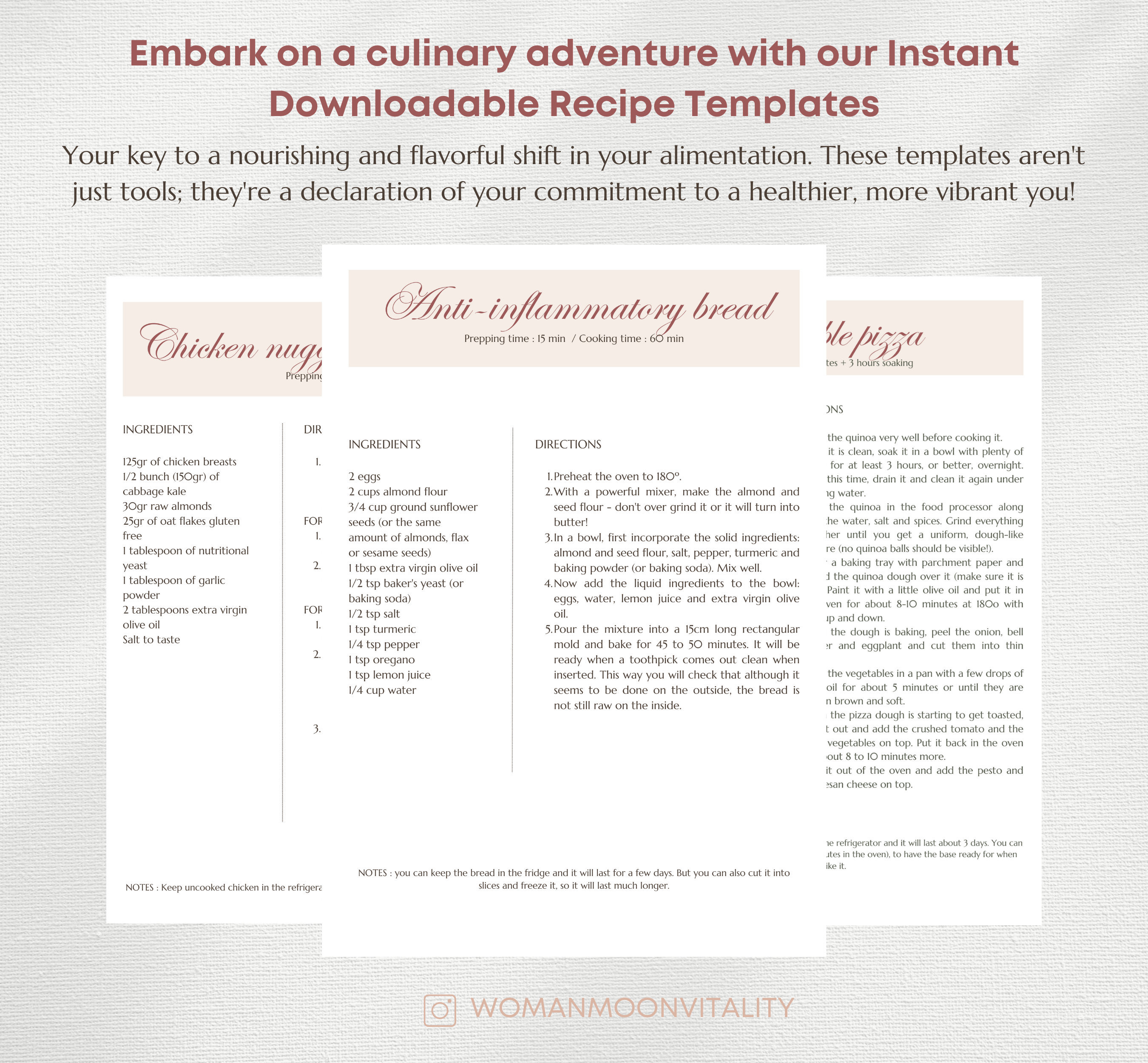 Digital Recipe Template for Canva, Editable Recipe Card, Gluten Free ...