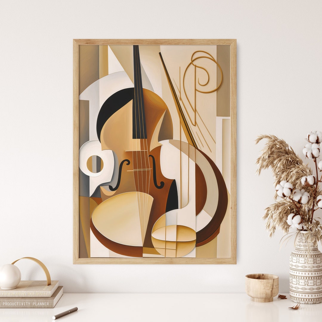 Abstract Violin Printable Oil Painting - Musical Instrument Artwork ...